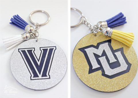 School Spirit Keychains with Glitter Vinyl - The Homes I Have Made