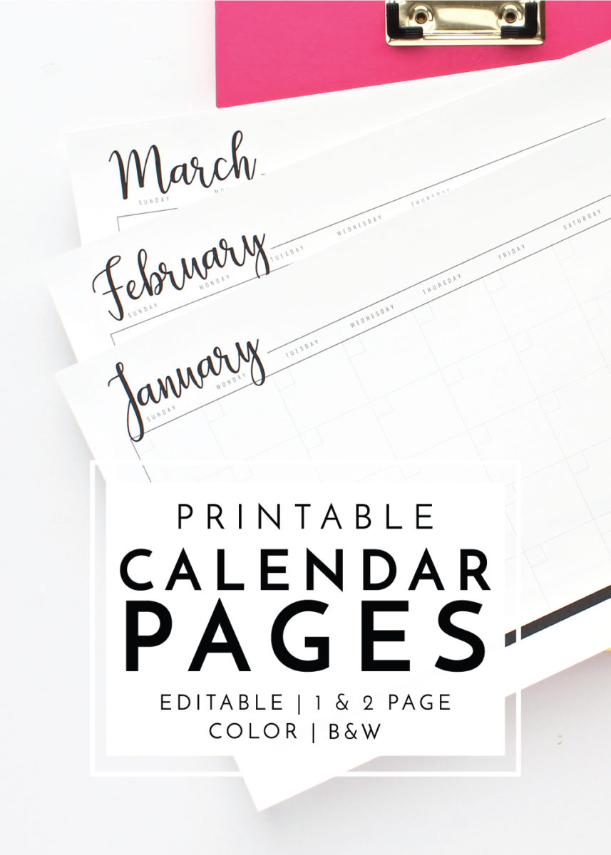 Printable Blank Monthly Calendar Pages (Undated & Editable!) - The ...