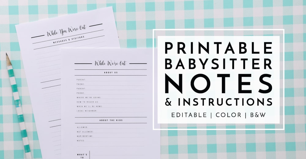 Printable Babysitter Notes & Instructions - The Homes I Have Made