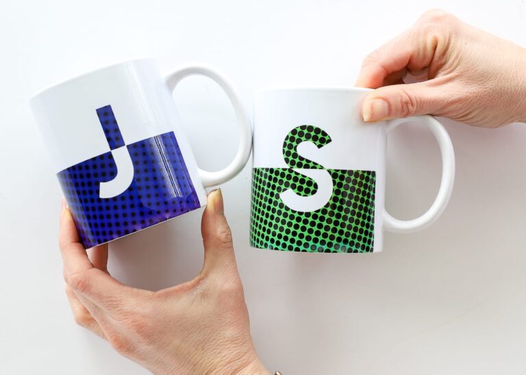DIY Split Monogram Mugs with Cricut Mug Press