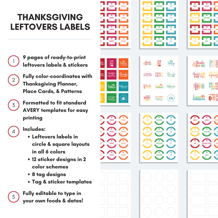 Printable Thanksgiving Leftovers Labels & Stickers