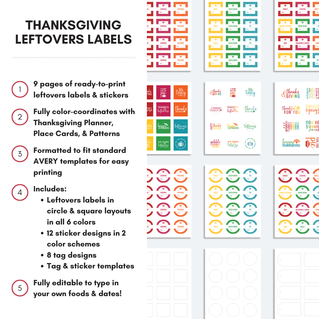 Printable Thanksgiving Leftovers Labels & Stickers