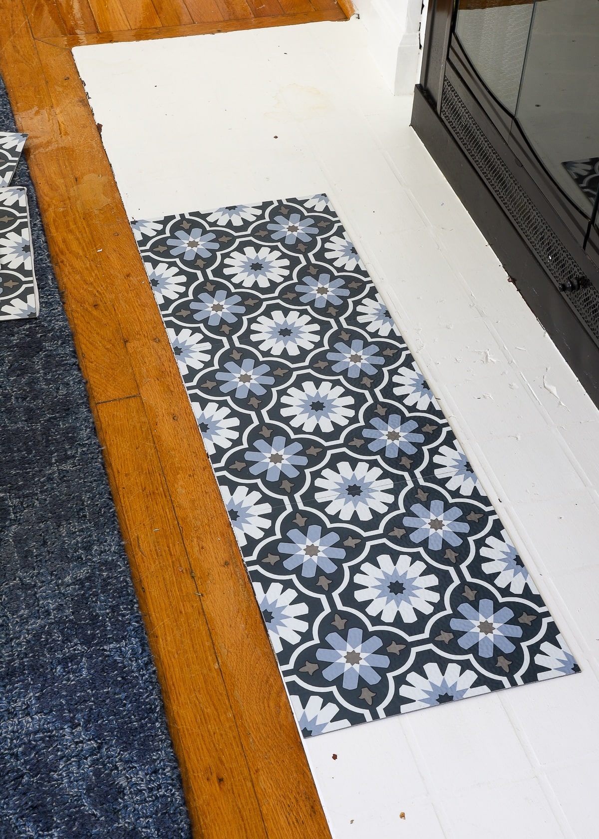 Renter Friendly Fireplace Makeover with Peel & Stick Tiles - The Homes ...