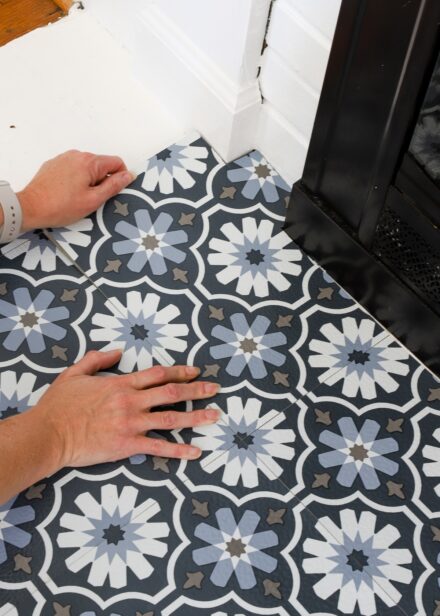 Renter Friendly Fireplace Makeover with Peel & Stick Tiles - The Homes ...